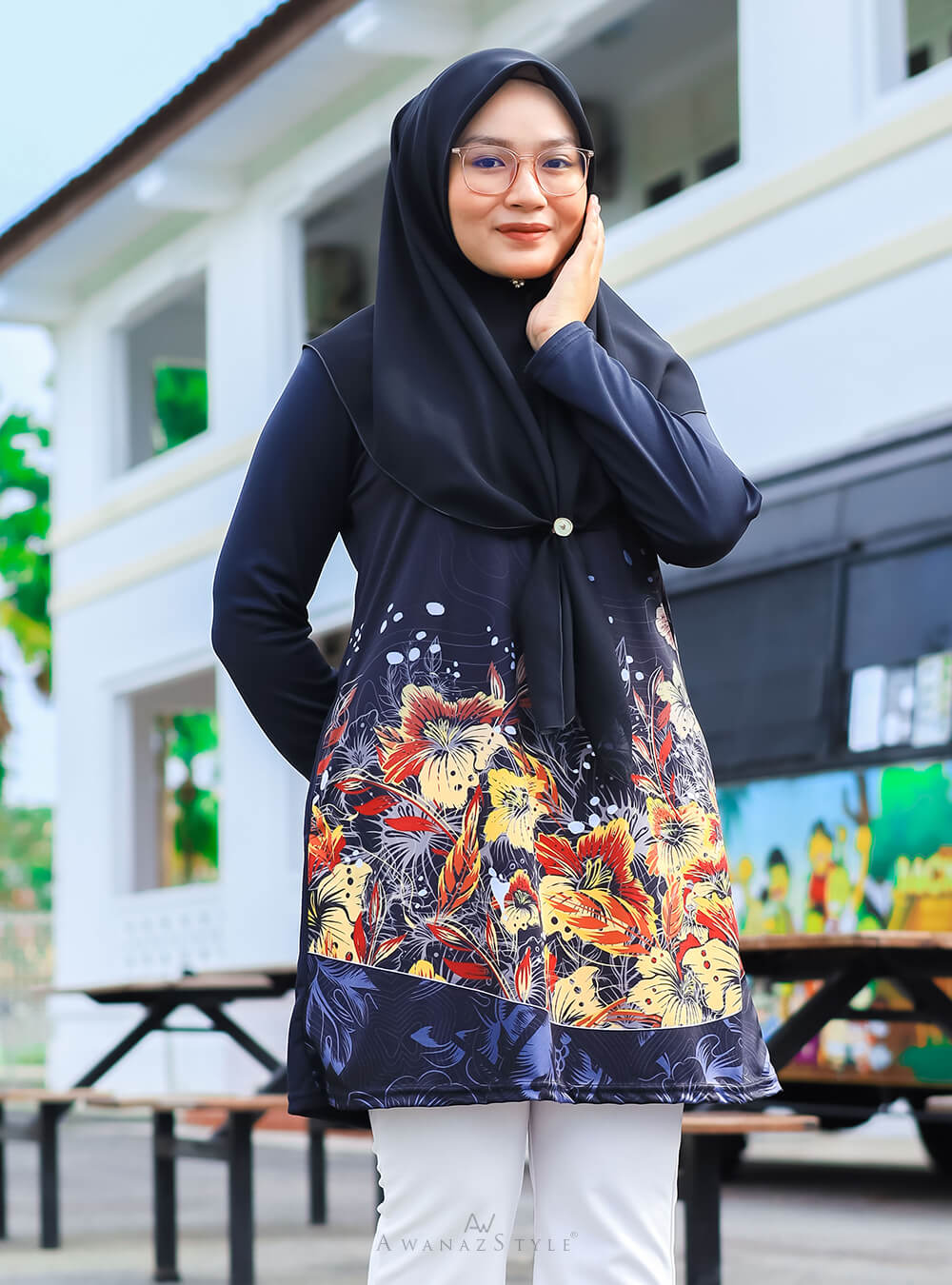 Awanazstyle | Muslimah With Fashion | Bunga | Black